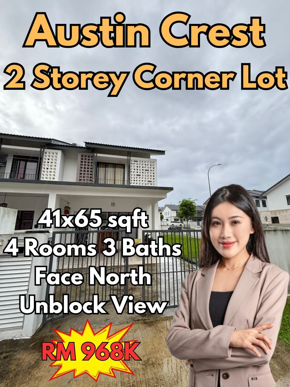 Crest Austin @ Ruby Double Storey Terrace House Corner Lot - Cady Property