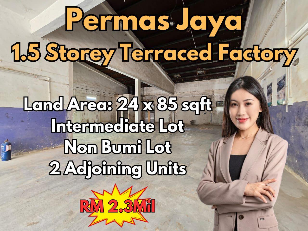 Permas Jaya 1.5 Storey Terrace Factory (2 Adjoining Units) - Cady Property