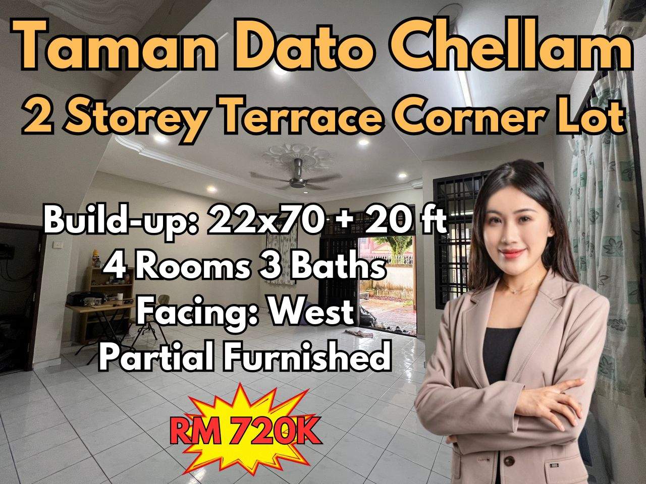 Jalan Palma Raja Taman Dato Chellam Double Storey Terrace House Corner ...