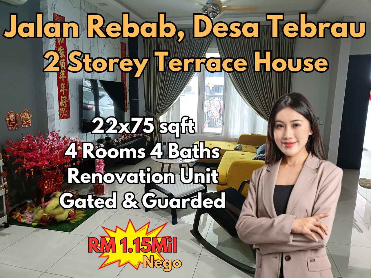 Jalan Rebab Desa Tebrau Double Storey Terrace House - Cady Property