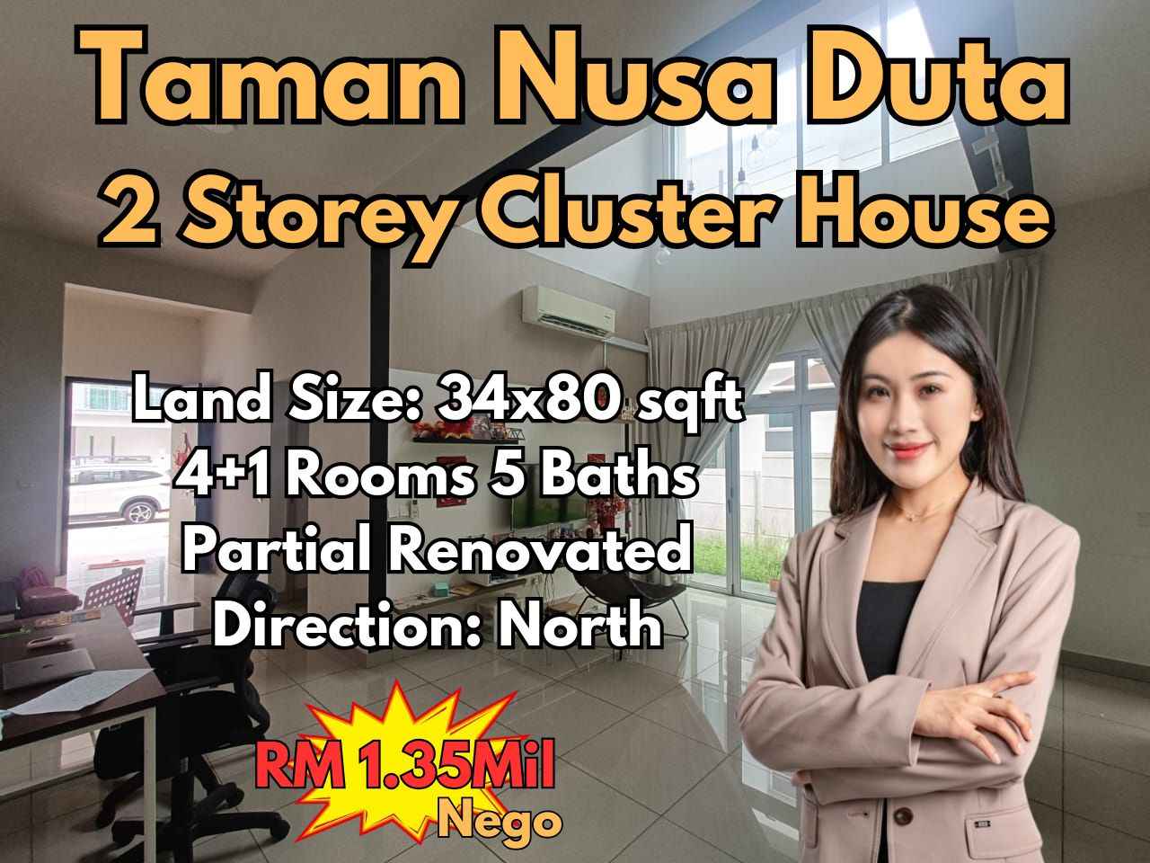 Jalan Duta 3/X Taman Nusa Duta Double Storey Cluster House - Cady Property