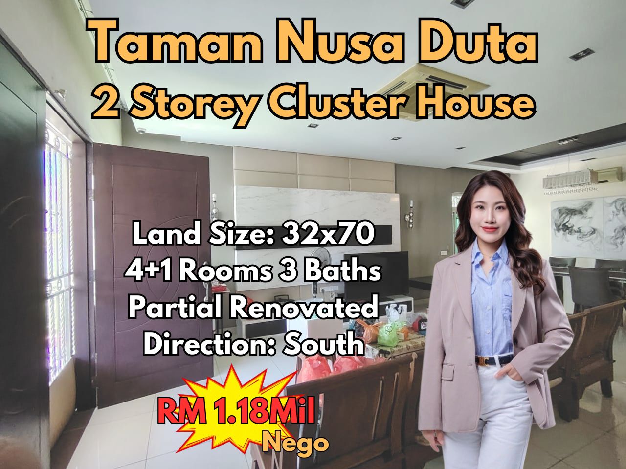 Jalan Duta 2/X Taman Nusa Duta Double Storey Cluster House - Cady Property