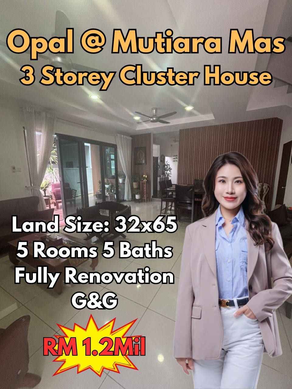 Opal @ Jalan Mutiara 2/X Taman Mutiara Mas 3 Storey Cluster House ...